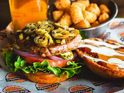 create your own burger and tater tots